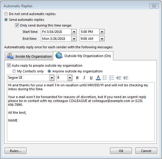 Setting Up An Outlook Out of office Message Here s How IONOS
