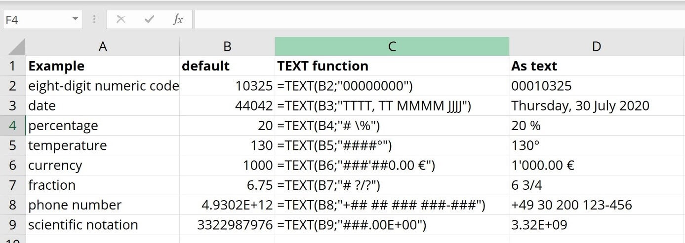 Convert numbers to text using the Excel TEXT function - IONOS CA