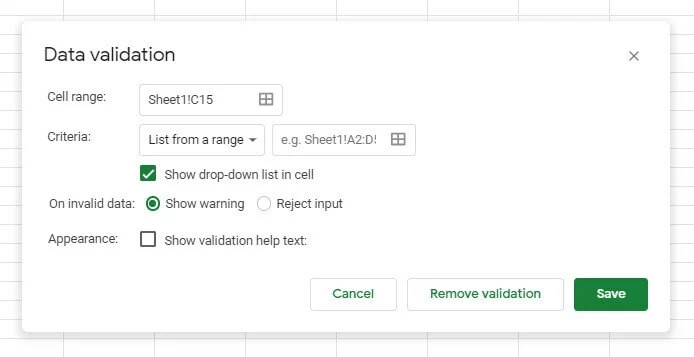 Google Sheets: drop-down lists - IONOS CA