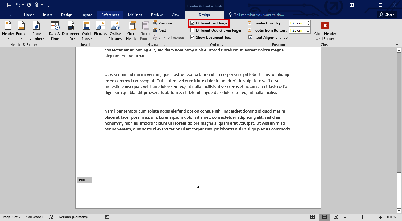 Word: adding page numbers, editing them and numbering pages correctly ...