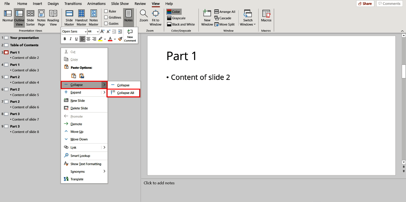 How to easily create a table of contents in PowerPoint - IONOS CA