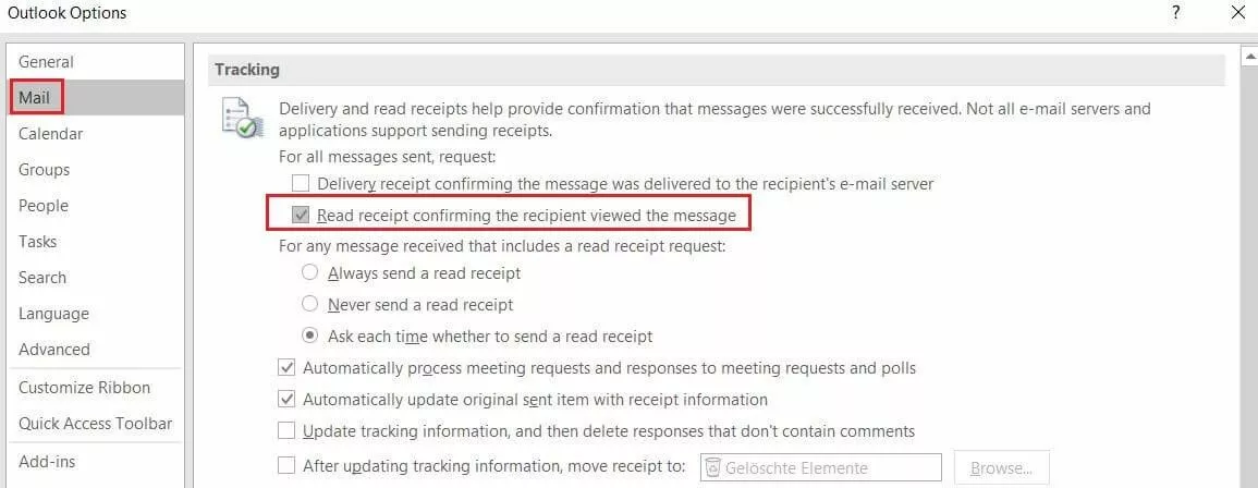 Request Outlook read receipts – this is how it works - IONOS CA
