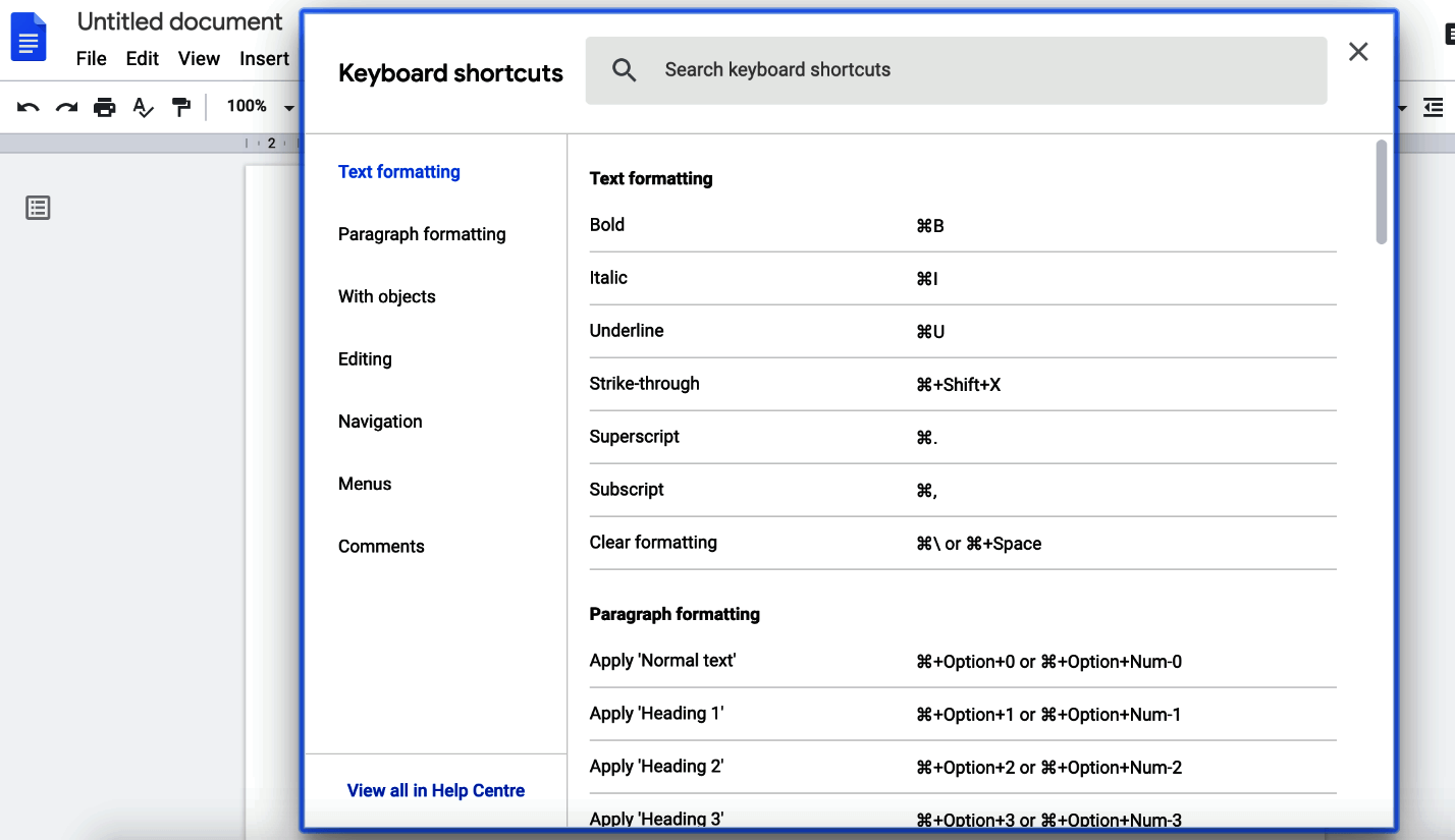 Google Docs shortcuts: keyboard shortcuts for Windows and macOS - IONOS CA