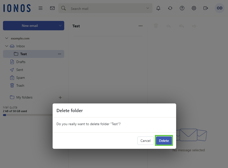 Delete subfolders in webmail - IONOS Help